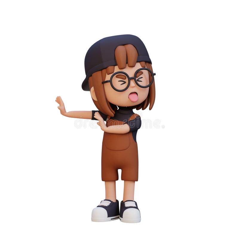 3D Cute Girl Character Rejection Pose Stock Photo - Illustration of ...