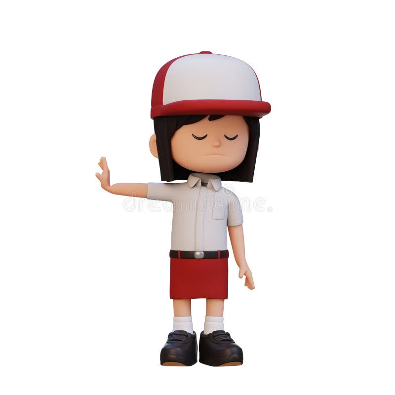 3D Cute Girl Character Rejection Pose Stock Photo - Illustration of ...