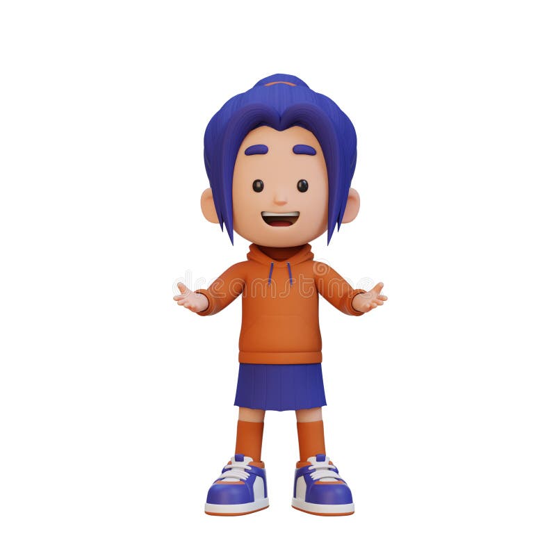 3D Girl Character in Talking and Explaining Pose Stock Image ...