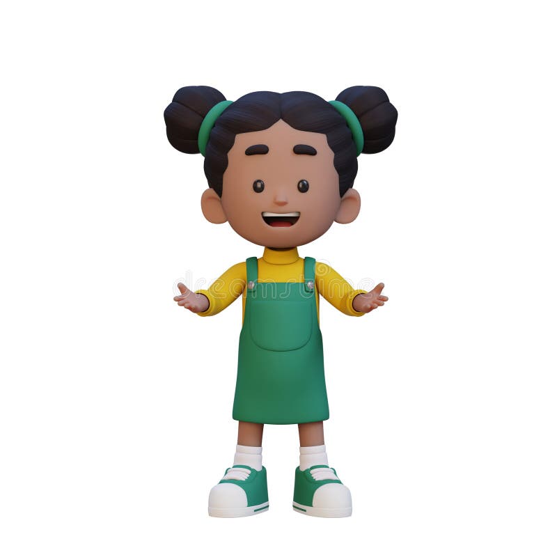 3D Girl Character in Talking and Explaining Pose Stock Photo ...