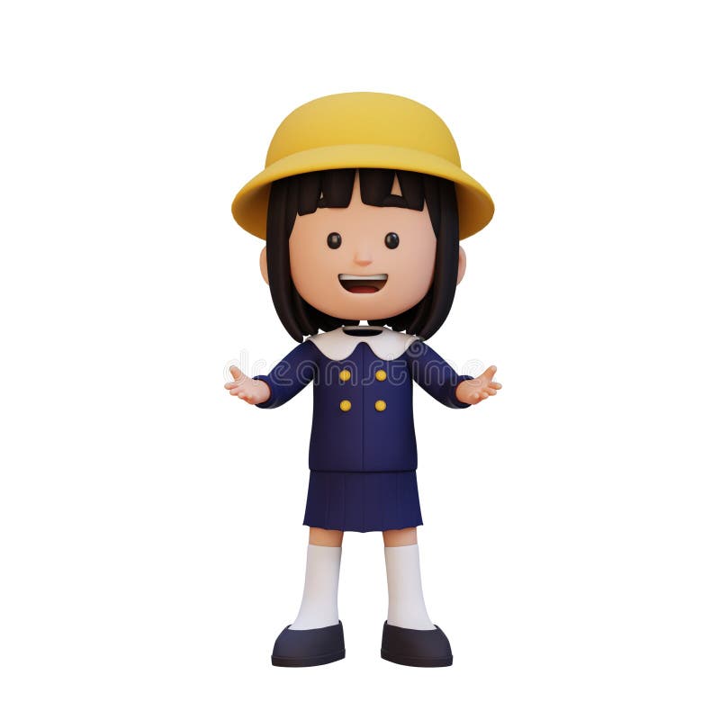 3D Girl Character in Talking and Explaining Pose Stock Image ...