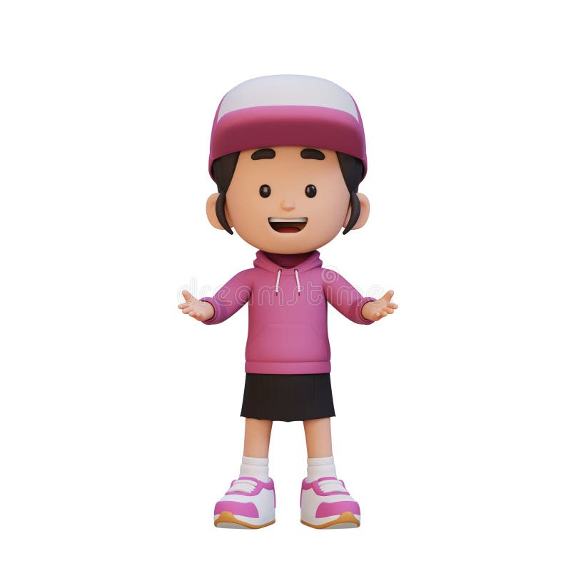 3D Girl Character in Talking and Explaining Pose Stock Image ...