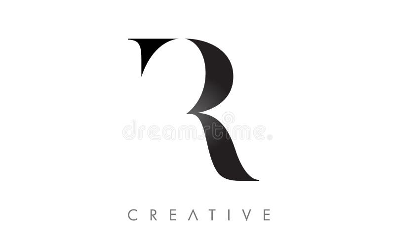 R Serif Letter Logo with Minimalist Design in Black and White Vector ...