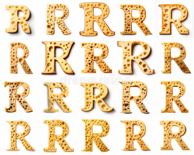 R shaped cheese letters stock illustration. Illustration of graphic ...