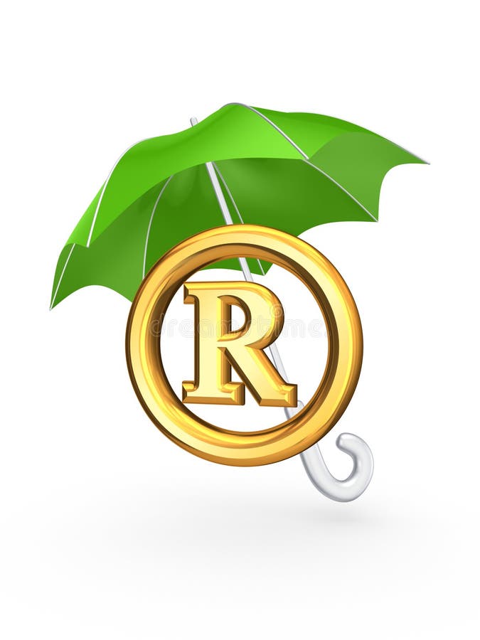 R Symbol Under Green Umbrella. Stock Illustration - Illustration of ...