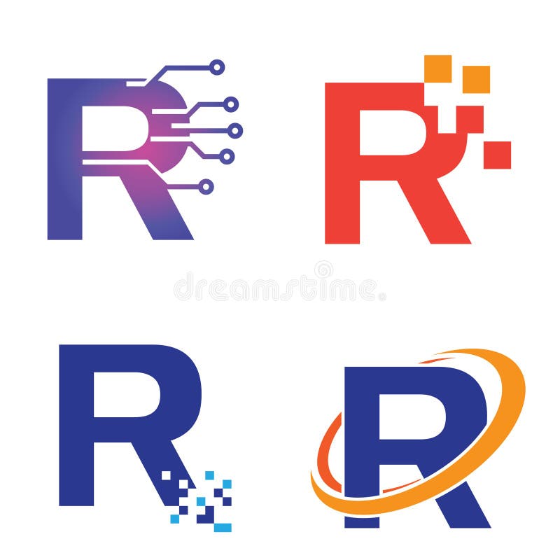 R - Symbole Logo Template Collection De Technologie D'initiale De ...