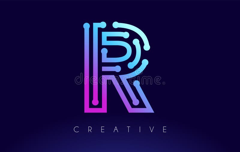 R Tech Letter Logo Concept with Connected Technology Dots Stock Vector ...