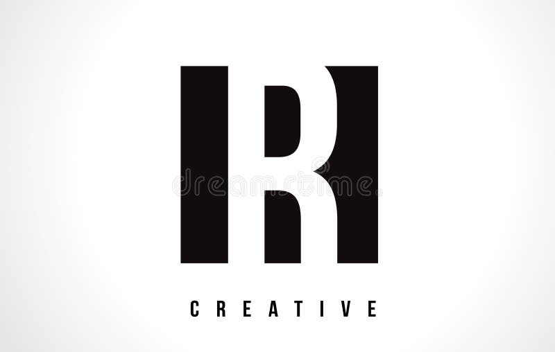R White Letter Logo Design with Black Square. Stock Vector ...