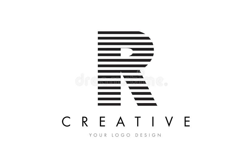 R Zebra Letter Logo Design with Black and White Stripes Stock Vector ...