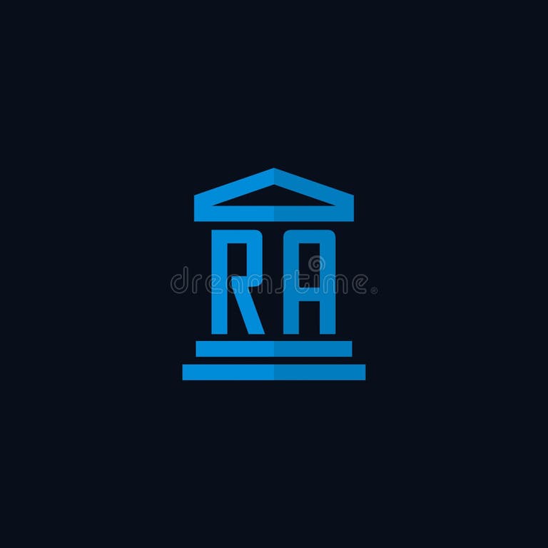 RA Initial Logo Monogram with Simple Courthouse Building Icon Design ...