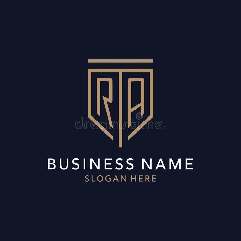 RA Initial Logo Monogram with Simple Luxury Shield Icon Design Stock ...