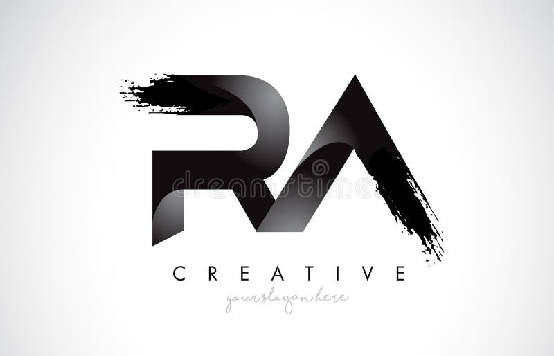RA Letter Design with Brush Stroke and Modern 3D Look Stock Vector ...