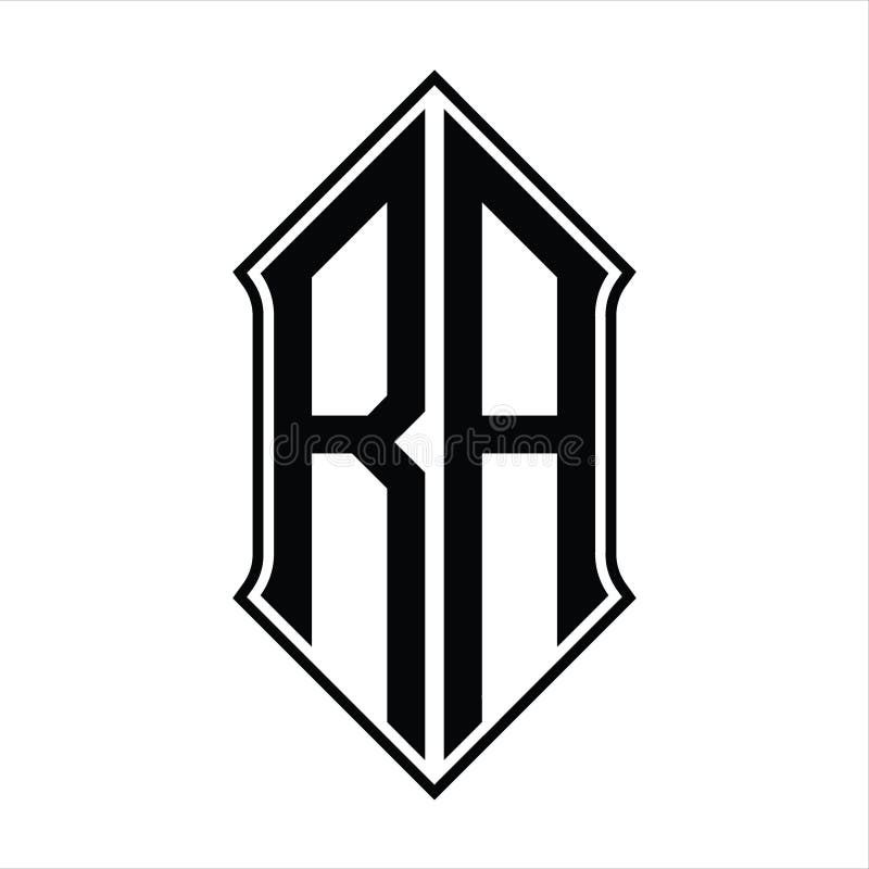 RA Logo Monogram with Shieldshape and Outline Design Template Vector ...