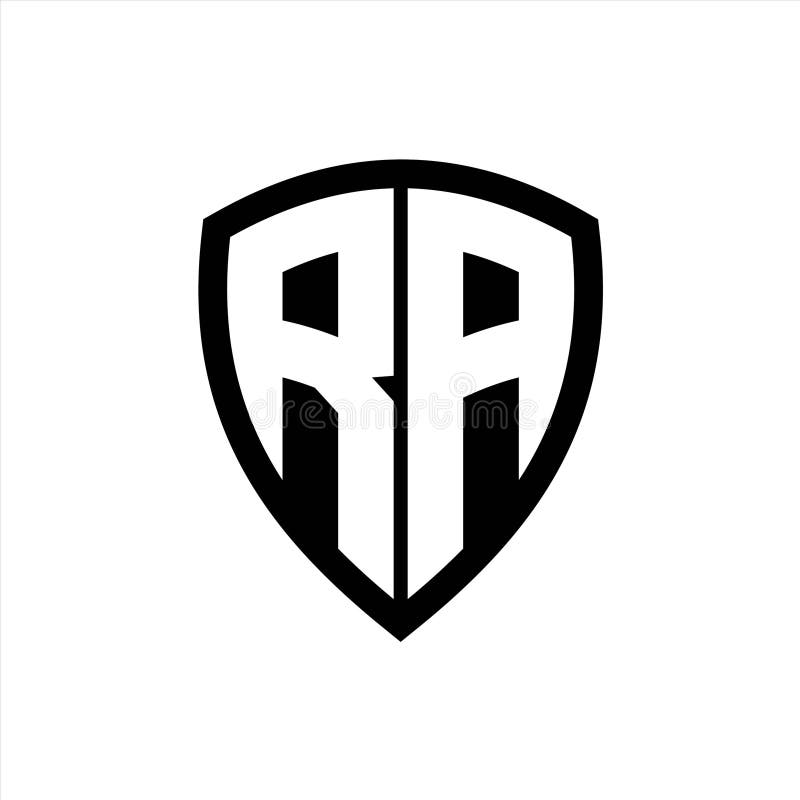 RA Monogram Logo with Bold Letters Shield Shape with Black and White ...