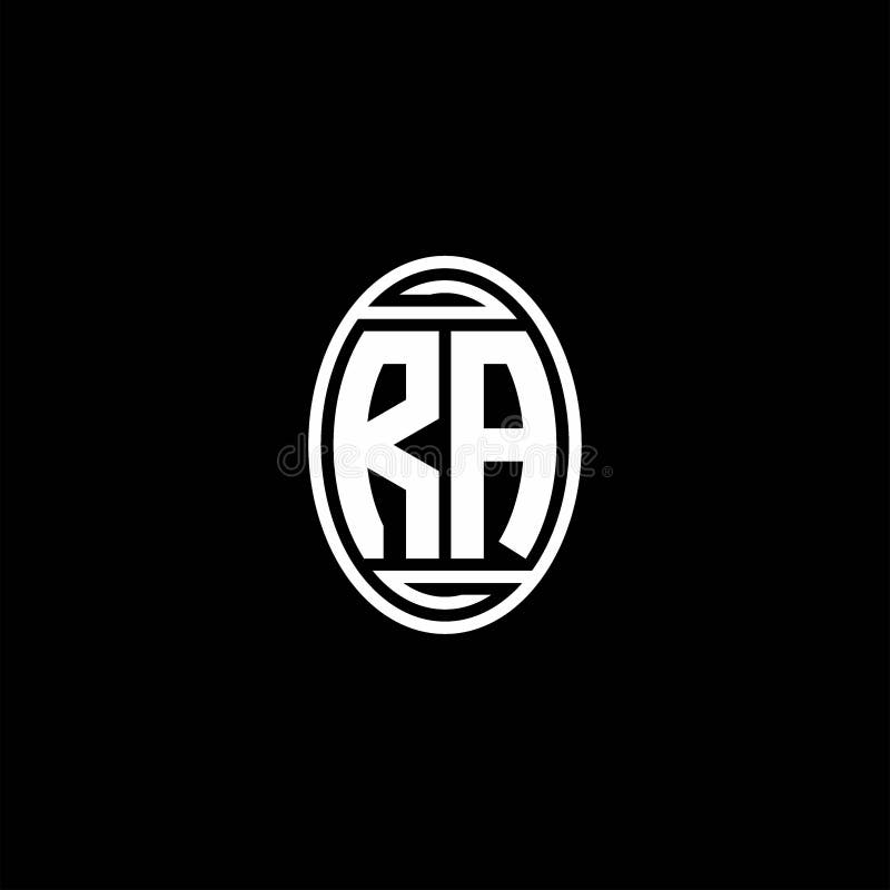 RA Monogram Logo Isolated on Oval Rotate Shape Stock Vector ...