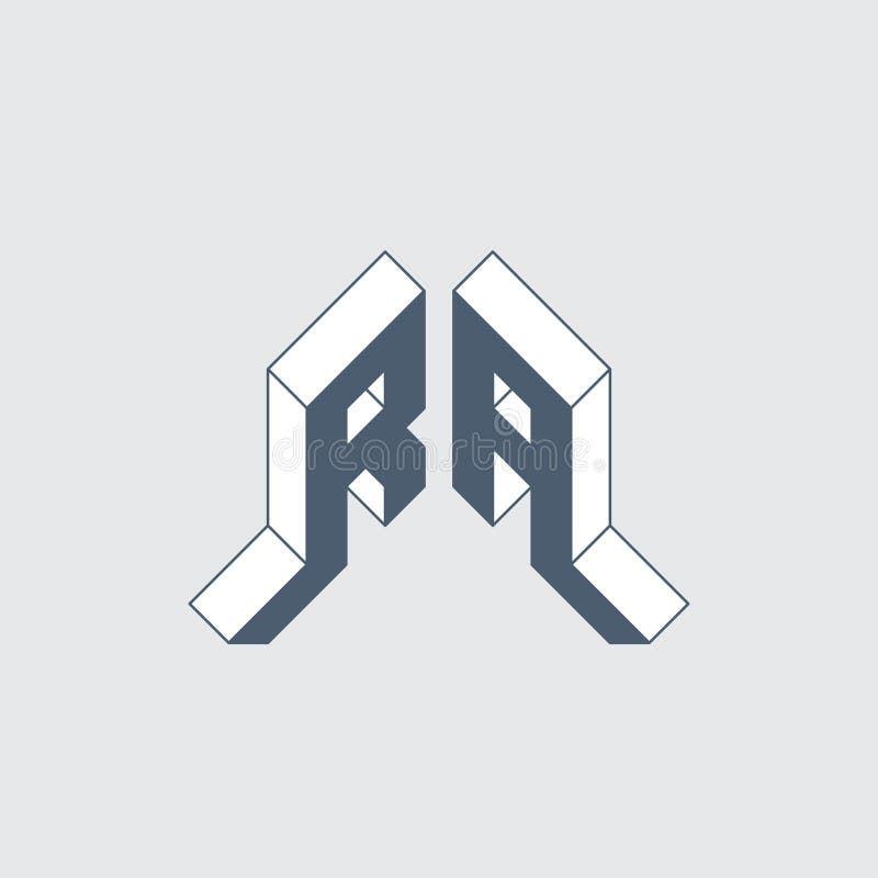 RA - Monogram or Logotype. Isometric 3d Font for Design. Vector Volume ...
