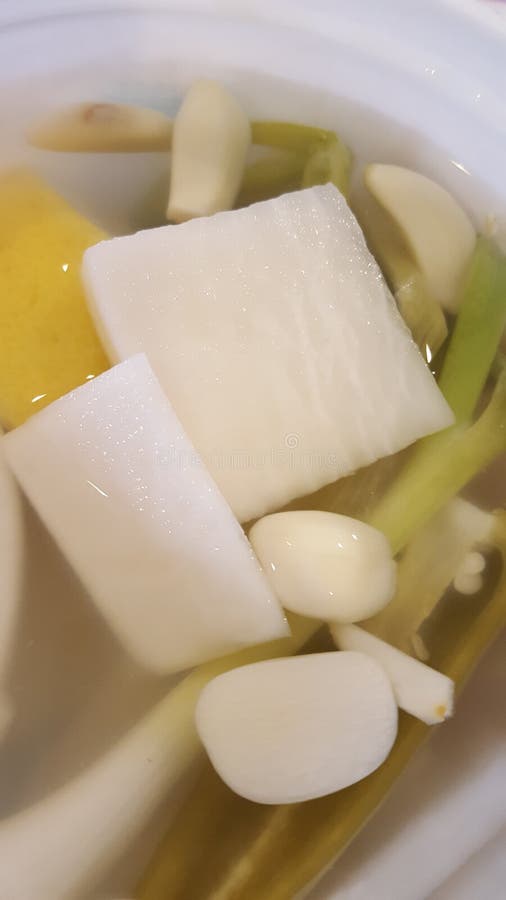 Rabanete coreano na água foto de stock. Imagem de alho - 74699256