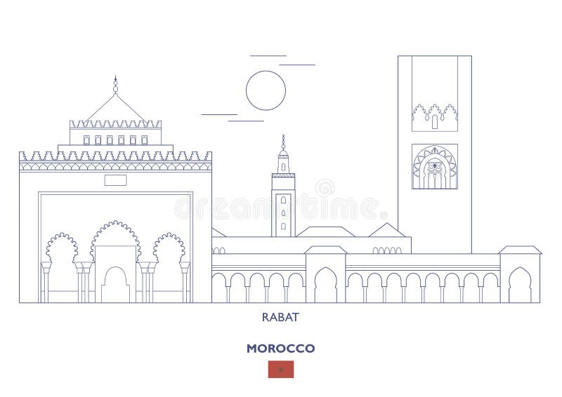Rabat Morocco City Skyline Silhouette. Hand Drawn Sketch Stock Vector ...