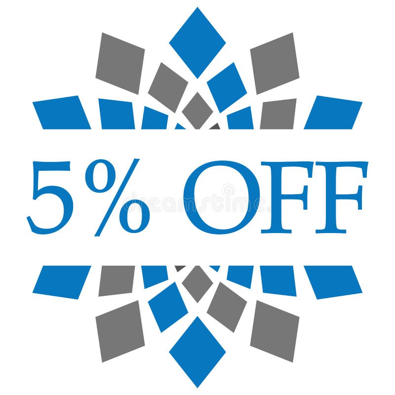 Rabatt 5 Prozent Heruntergesetzt Blaues Grey Circular Stock Abbildung ...