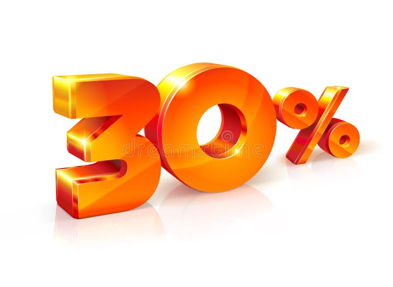 Rabattprocent Trettio Isometrisk Stil Stock Illustrationer ...