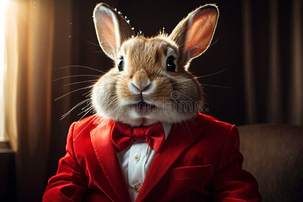 Rabbbit in red suit stock illustration. Illustration of rabit - 315654546