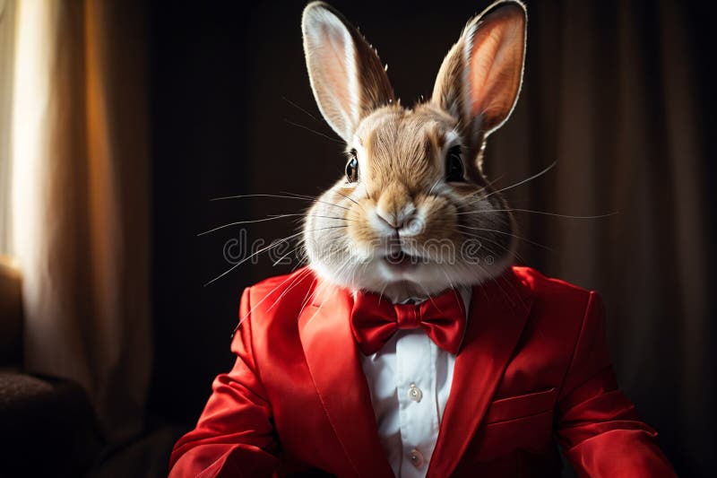 Rabbbit in red suit stock illustration. Illustration of suit - 315654556