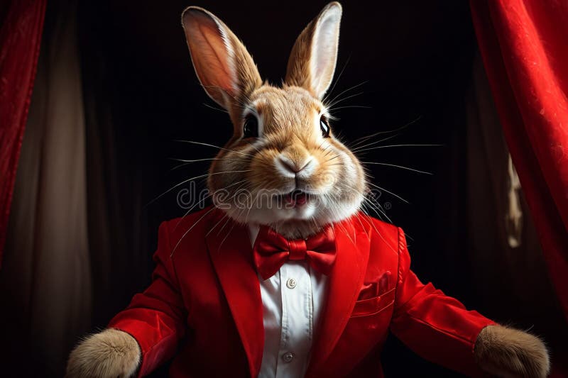 Rabbbit in red suit stock illustration. Illustration of luck - 315654614