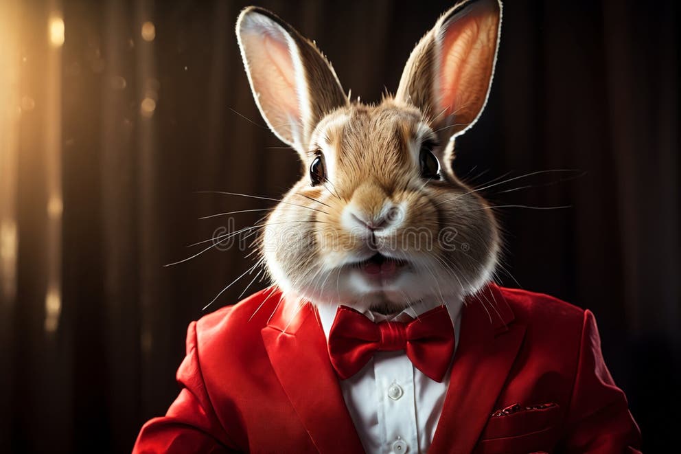 Rabbbit in red suit stock illustration. Illustration of suit - 315654631