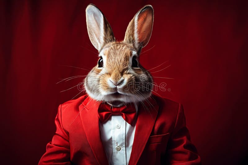 Rabbbit in red suit stock illustration. Illustration of luck - 315654705
