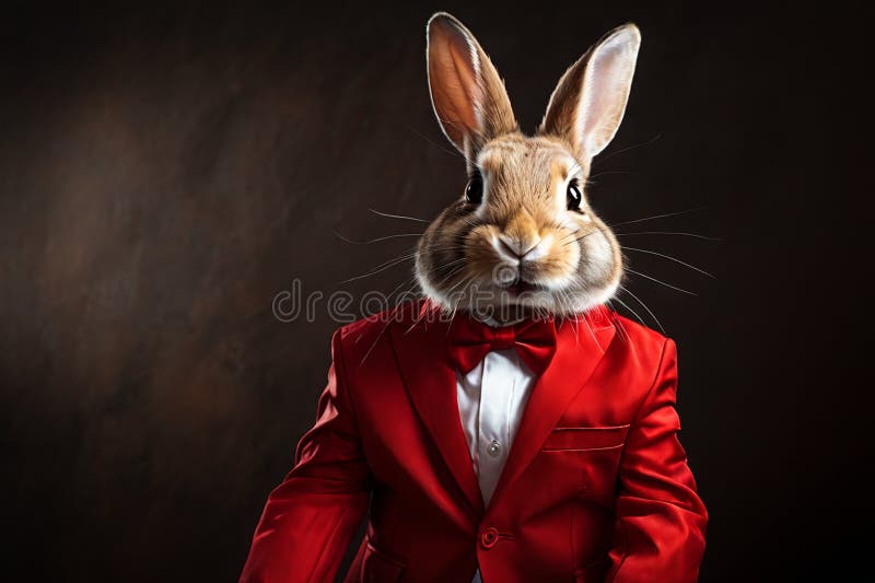 Rabbbit in red suit stock illustration. Illustration of rabit - 315654718