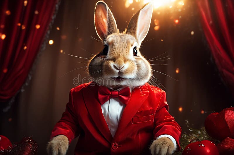 Rabbbit in red suit stock illustration. Illustration of generate ...