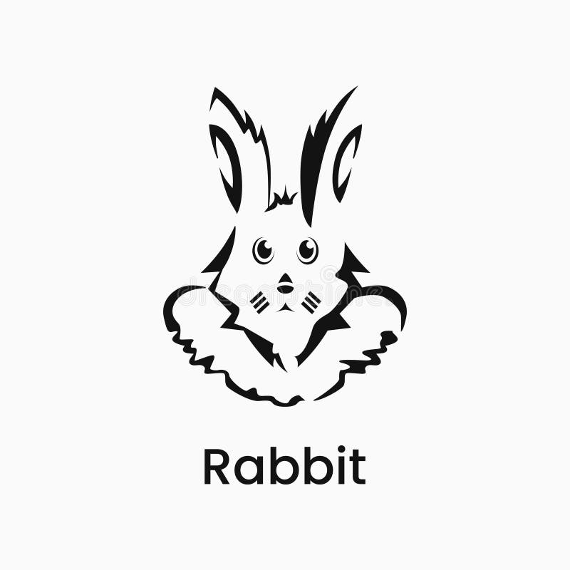 Black and White Rabbit Head Illustration Stock Vector - Illustration of ...