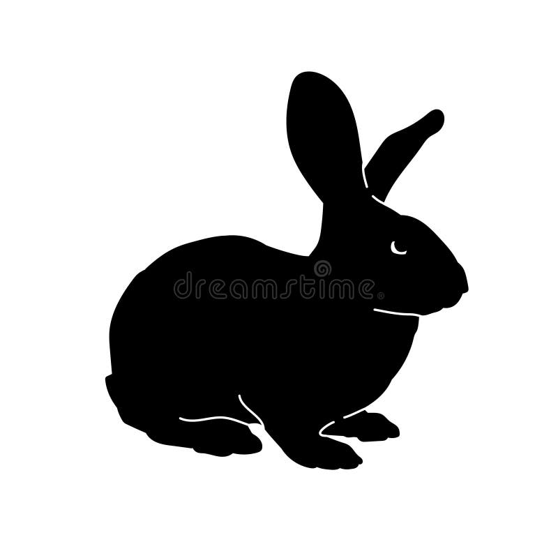 Silhouette of a Rabbit Domestic Animal Pose Isolated on White ...