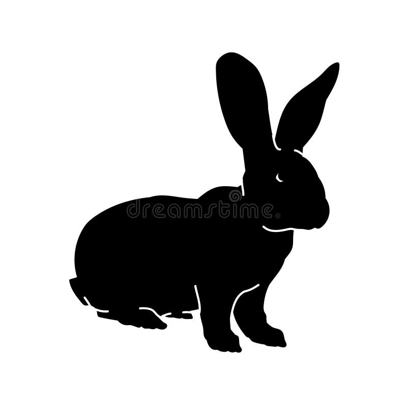 Silhouette of a Rabbit Domestic Animal Pose Isolated on White ...