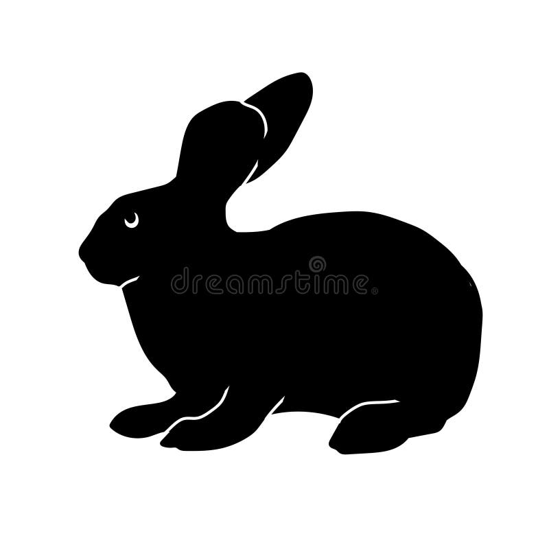 Silhouette of a Rabbit Domestic Animal Pose Isolated on White ...