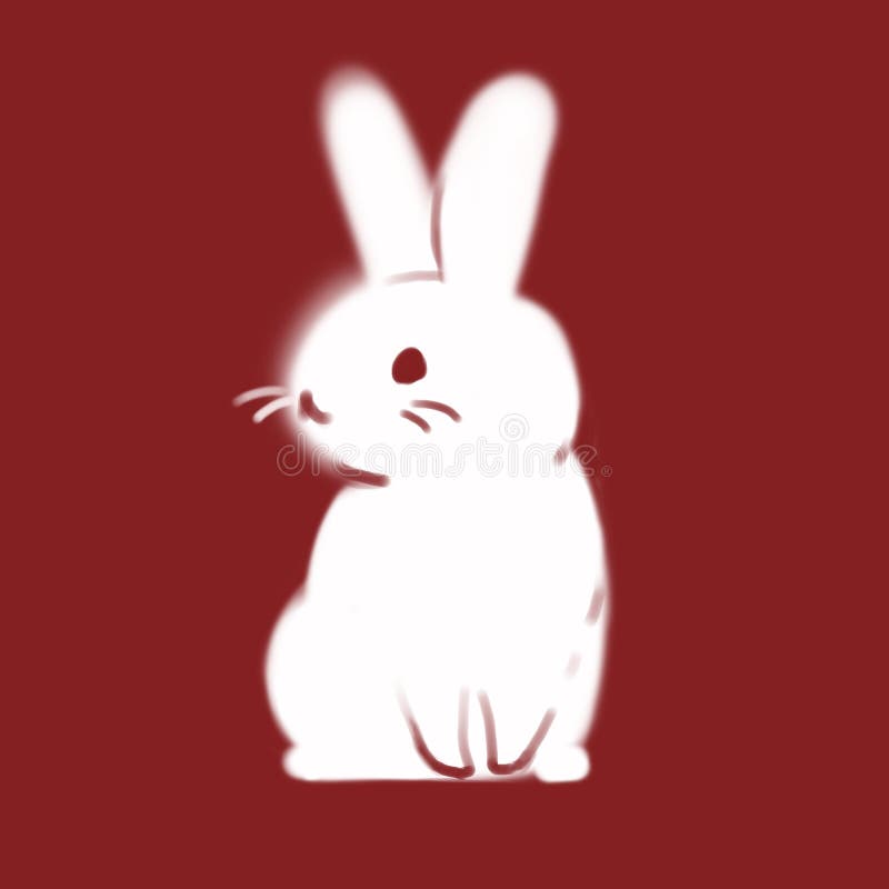 Fluffy White Rabbit Stand with 2 Legs. Stock Photo - Image of year ...