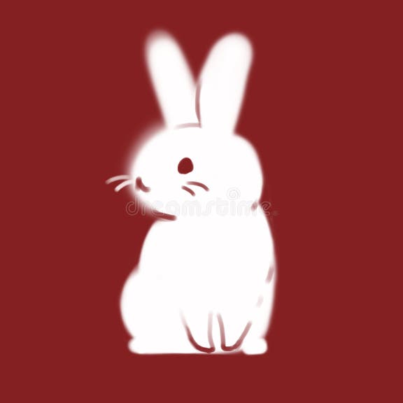 Fluffy White Rabbit Stand with 2 Legs. Stock Photo - Image of year ...