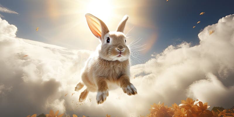 A rabbit in the air stock illustration. Illustration of wildlife ...