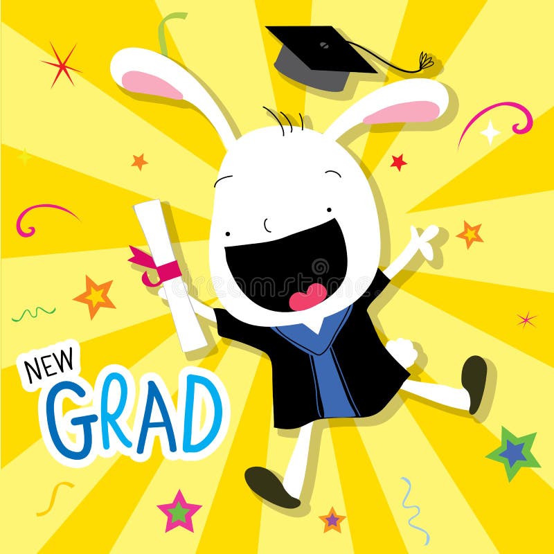 Rabbit Animal Congratulation New Graduate Cute Cartoon Vector Stock ...
