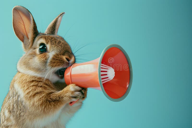 Rabbit Announcing Using Hand Speaker Notifying Warning Announcement ...