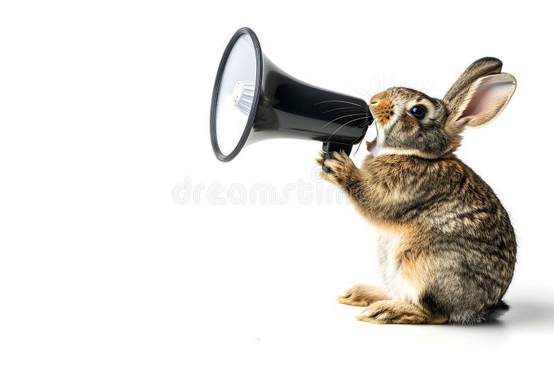 Rabbit Announcing Using Megaphone. Notifying, Warning, Announcement ...