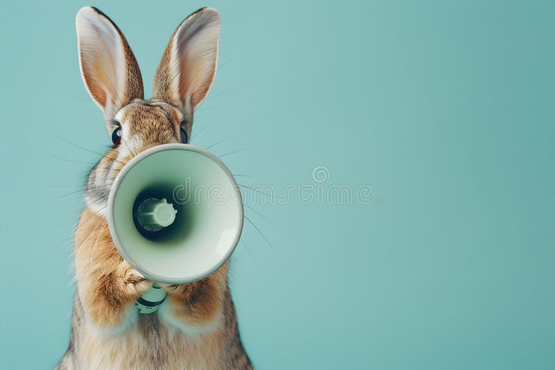 Rabbit Announcing Using Megaphone. Notifying, Warning, Announcement ...