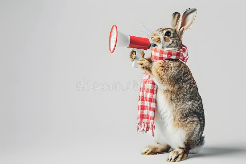 Rabbit Announcing Using Megaphone. Notifying, Warning, Announcement ...