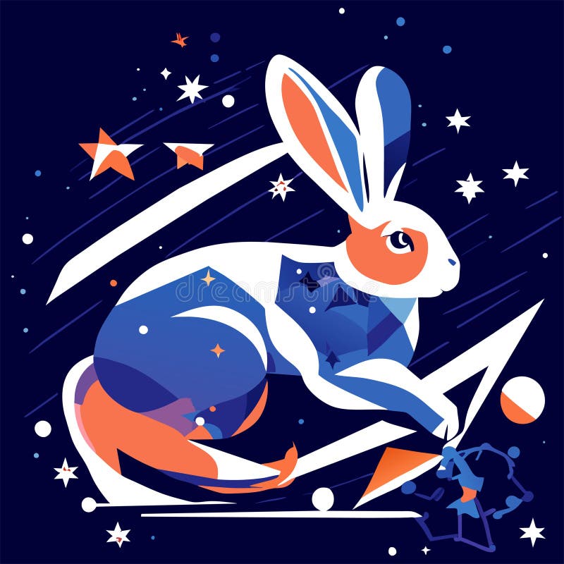 Rabbit Astronaut in Space. Vector Illustration in Cartoon Style on the ...