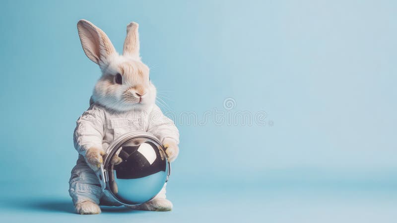 Rabbit in Astronaut Suit with Space Ball Stock Illustration ...