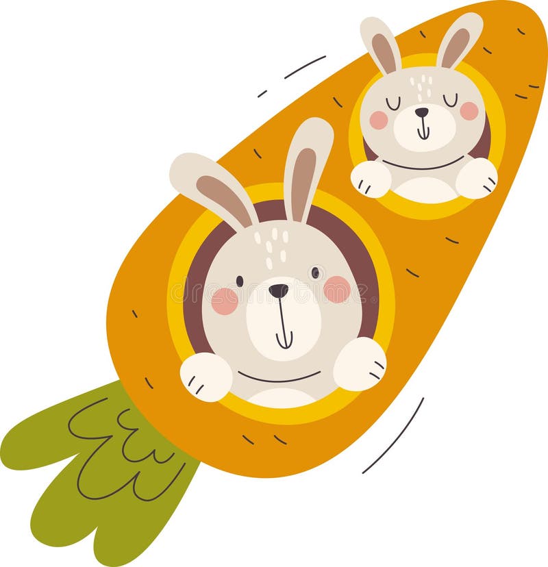 Rabbit Astronauts in Rocket Stock Vector - Illustration of character, astronaut: 297876801