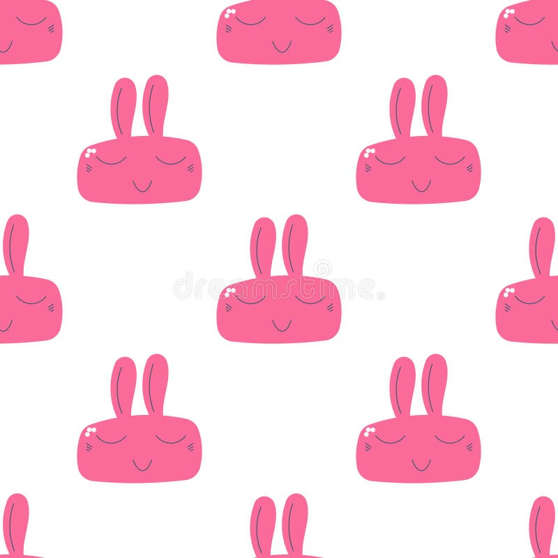Rabbit Baby Pink Textile Animal Pattern Elements Stock Vector ...