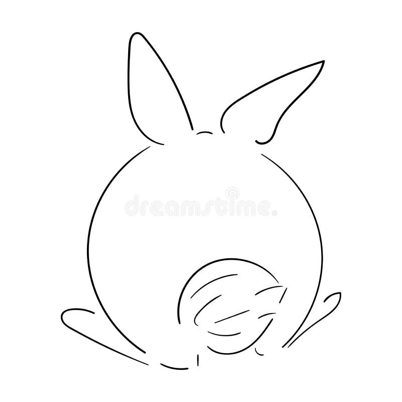 Line Rabbit Black Outline Isolated on White Background, Cute Rabbit ...