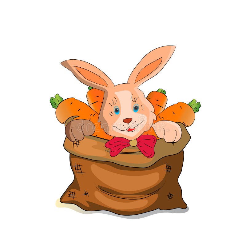 Rabbit with bag stock vector. Illustration of cartoon - 16537355