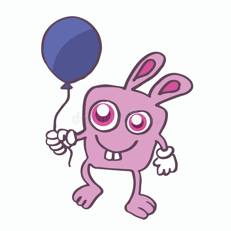 Rabbit and Balloon Cartoon Design Stock Vector - Illustration of active ...